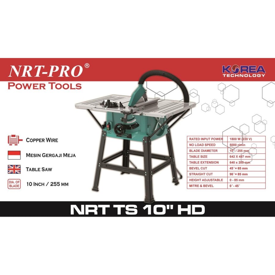 Jual NRT-PRO TS 10" HD Mesin Table Saw 10 Inch - Gergaji Meja Potong ...