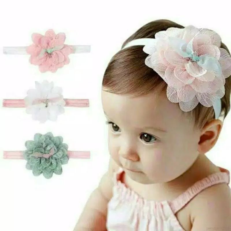Jual Bandana bayi / bando baby dengan Bahan Renda Elastis dan Hiasan ...
