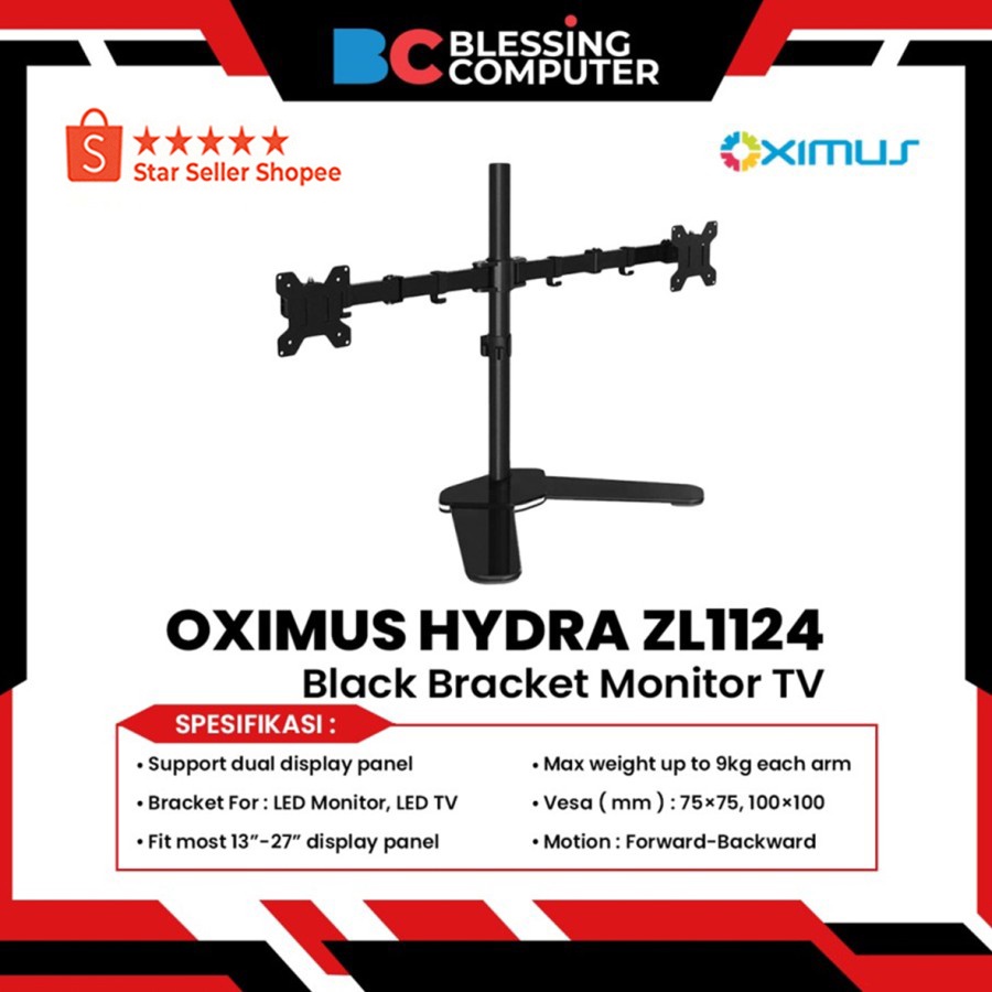 Jual OXIMUS HYDRA ZL1124 Black Bracket Monitor TV | Shopee Indonesia
