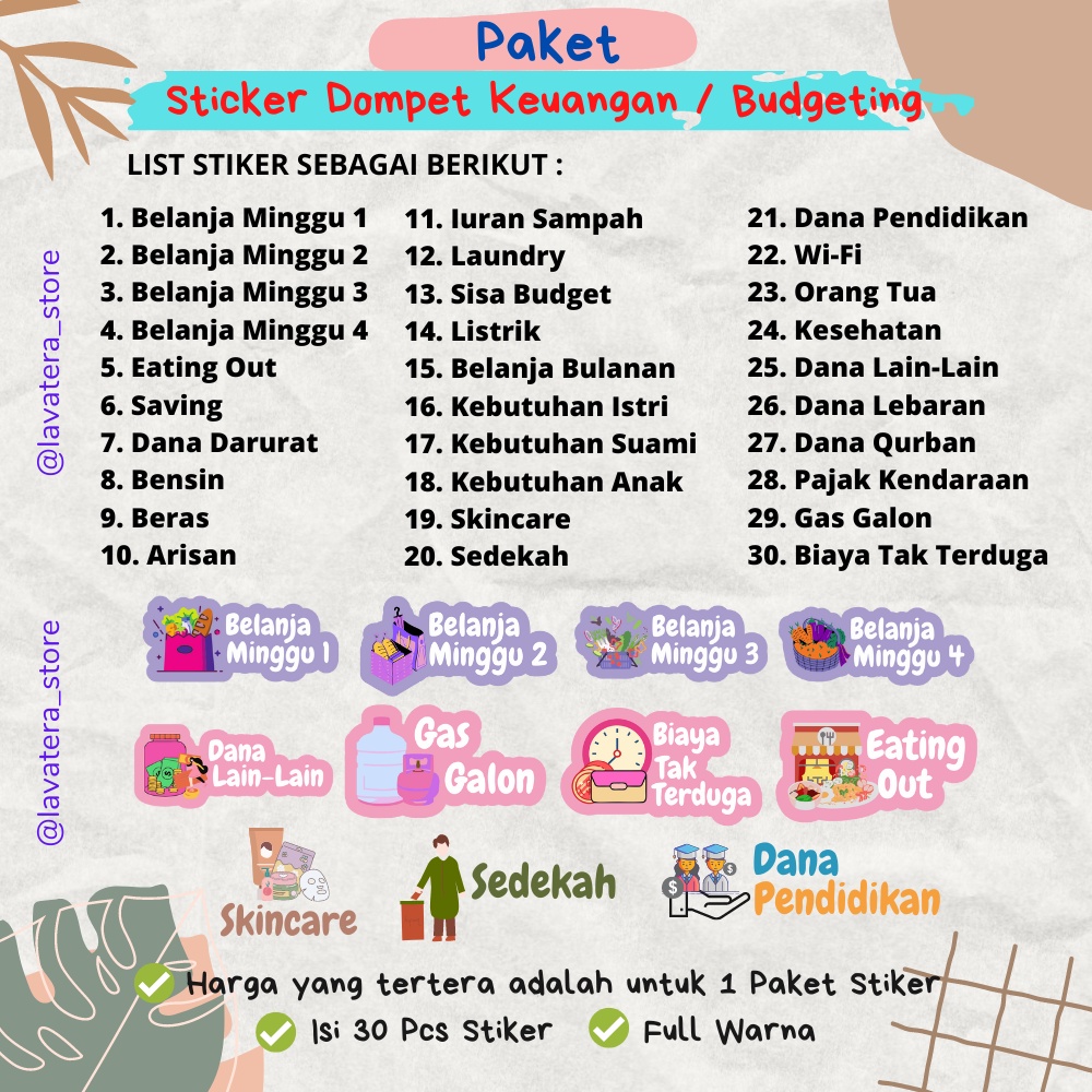 Jual LS - Stiker Dompet Keuangan/Stiker Budgeting/Stiker Dompet ...