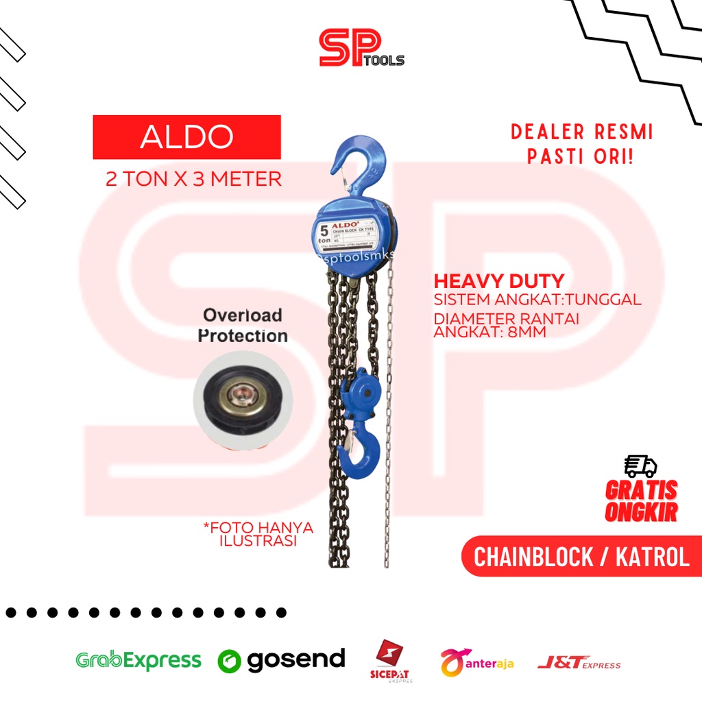 Jual CHAIN BLOCK / CHAINBLOCK TAKEL KATROL 2 TON X 3 METER / 2TX3M ALDO ...