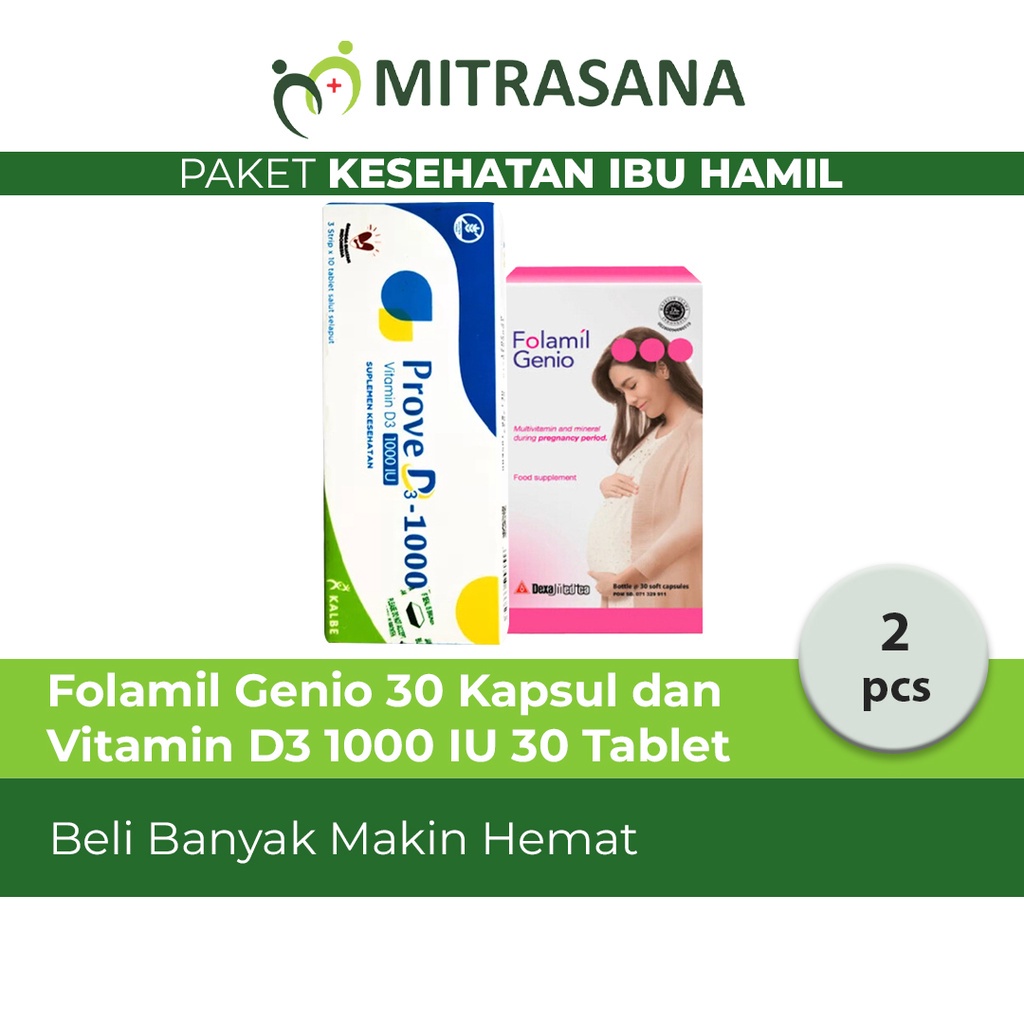Jual Paket Ibu Hamil Folamil Genio 30 Kapsul dan Vitamin D3 1000 IU 30 ...