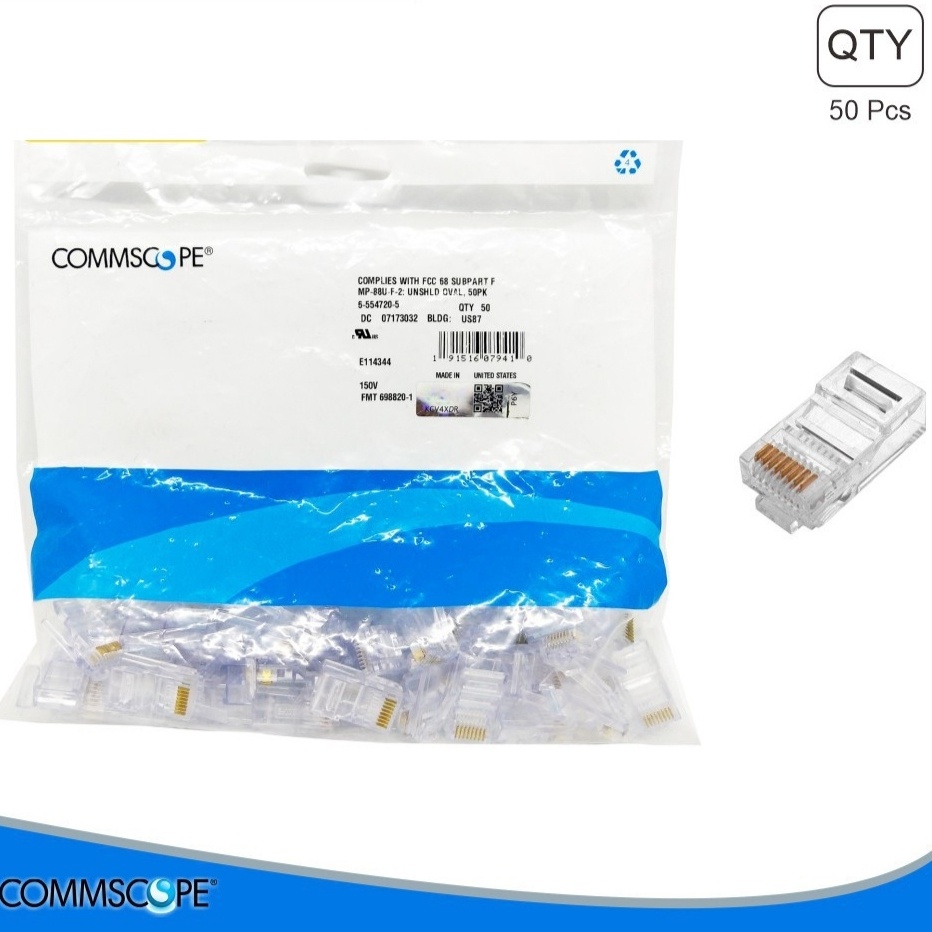 Jual AMP Commscope Connector RJ 45 Konektor RJ45 Pack 50pcs | Shopee ...