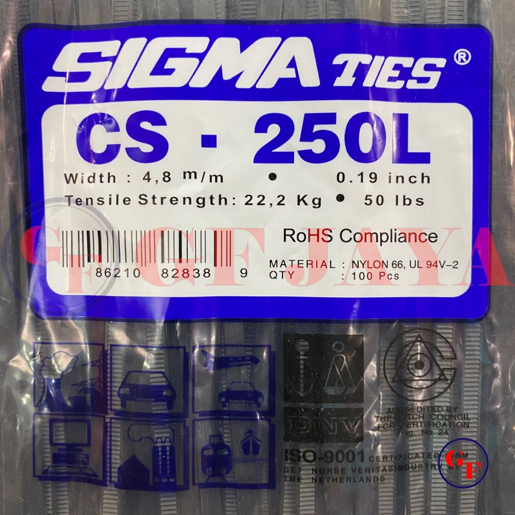 Jual Kabel Ties Sigma CS-250L 25cm x 4.8mm Hitam / CS250L CV250 CV 250 ...