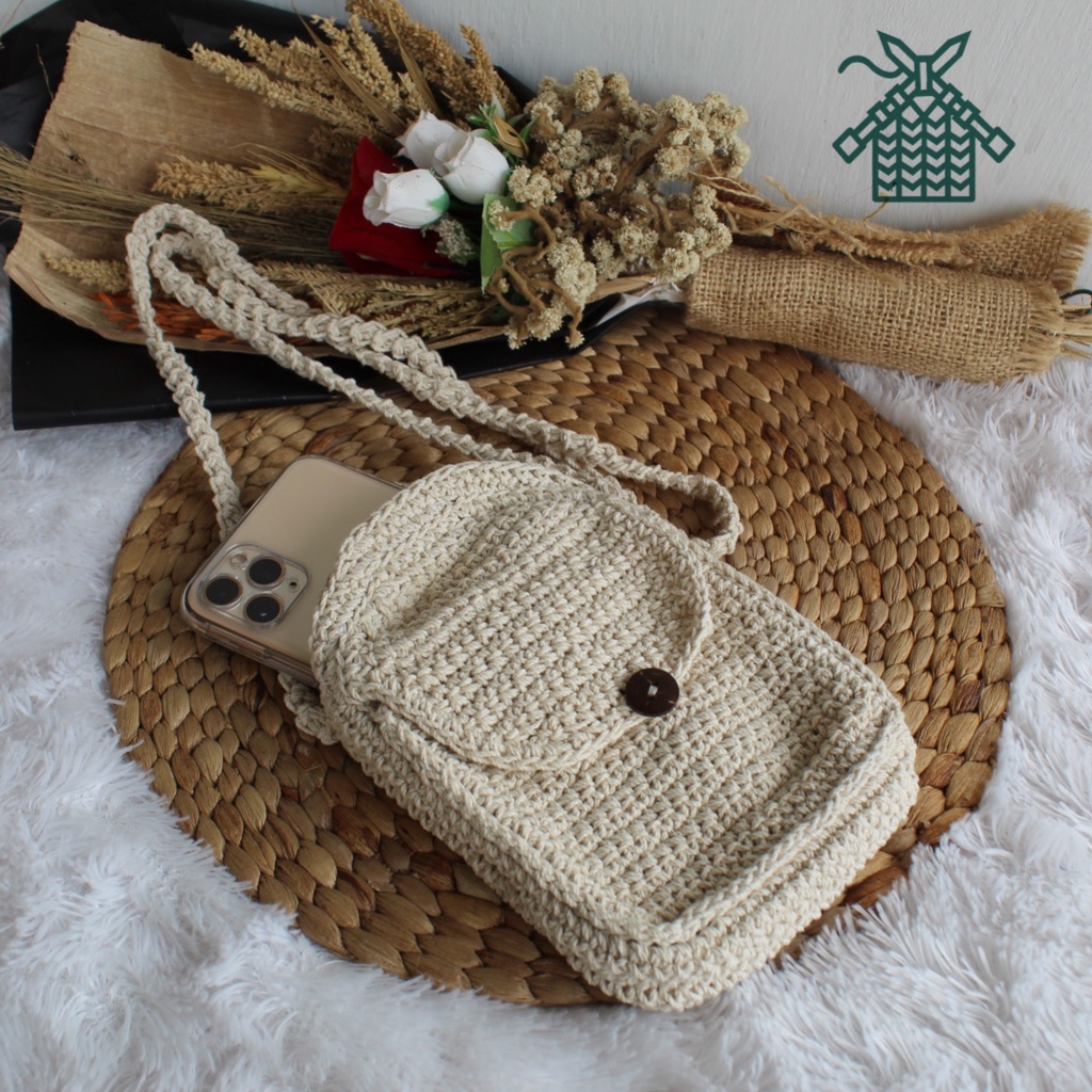 Jual tas hp rajut korean style / tas rajut murah bandung / tas estetik ...