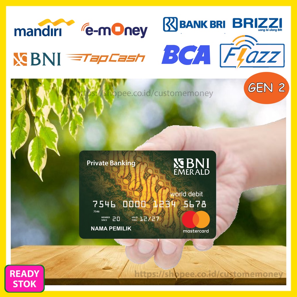 Jual KARTU EMONEY DESIGN BNI EMERALD KARTU ETOLL E-MONEY MANDIRI FLAZZ ...