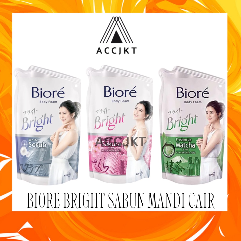 Jual Biore Bright Whitening Scrub Pouch Body Foam 450 mL | Shopee Indonesia