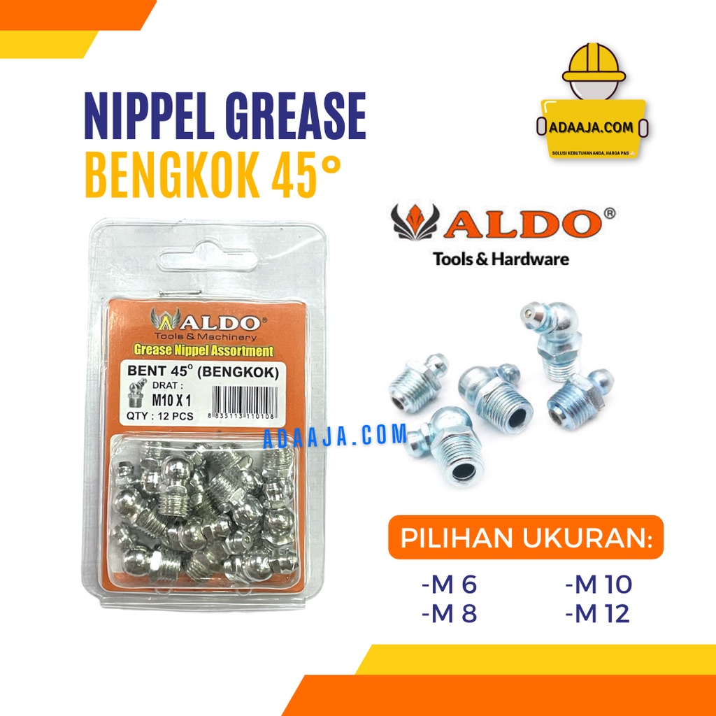 Jual Nippel Grease Aldo Naple Napel Bengkok 45 Derajat M6 M8 M10 M12 ...