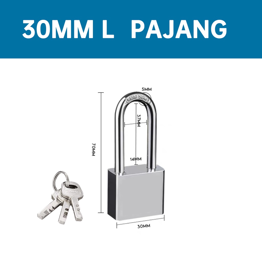 Jual Gembok Stanless Anti Karat/Anti Maling/Gembok Anti Rust/Gembok ...