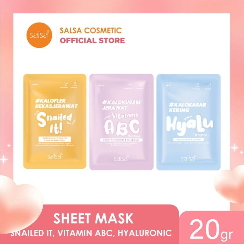 Jual SALSA SHEET MASK | MASKER WAJAH DAILY | VITAMIN ABC | SNAILED IT ...