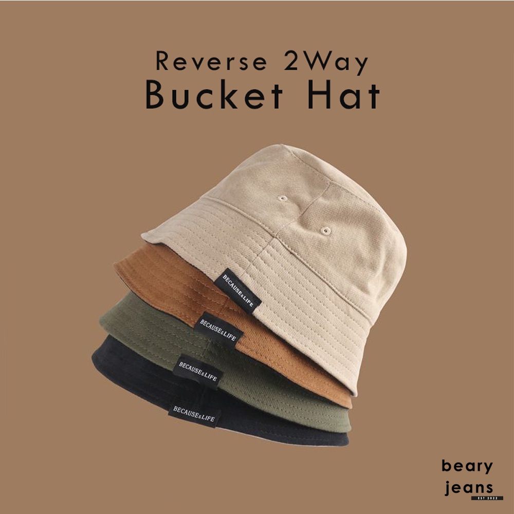 Jual BEARY JEANS BJ054 | Bucket Hat Topi Double Side 2 Sisi BECAUSF ...