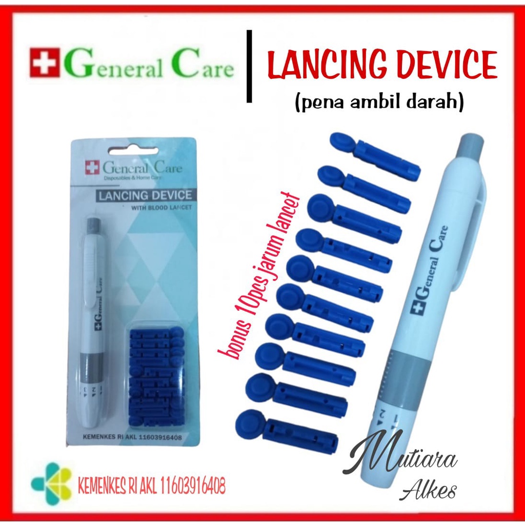 Jual (MUTIARA ALKES) Lancing Device bonus 10Jarum/ Pen Lancet/ Pena ...