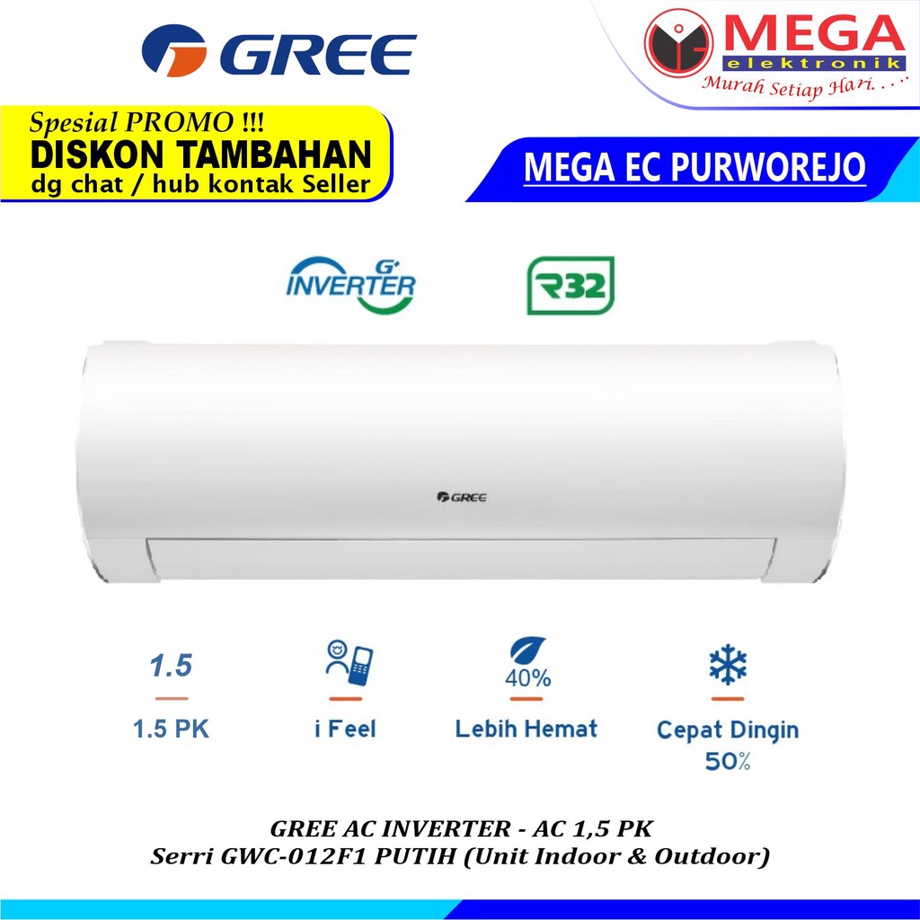 Jual AC GREE 1,5 PK GWC 12F1 INVERTER | Shopee Indonesia