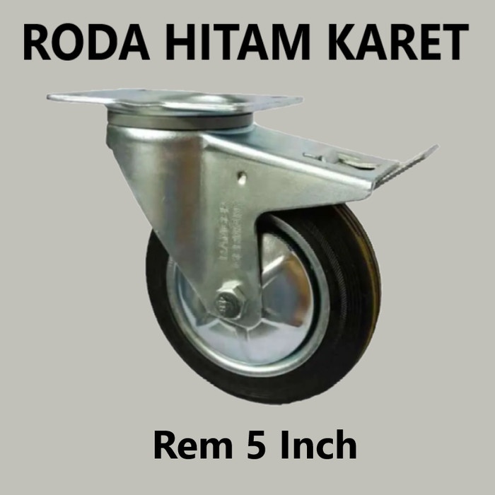 Jual RODA HITAM KARET 5" REM / RODA TROLEY TROLI KASTOR SERBA GUNA 5 ...