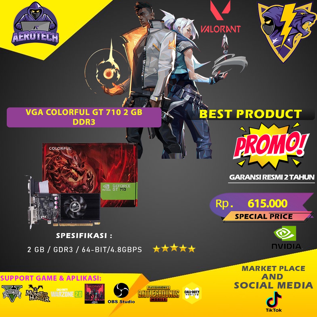 Jual VGA Colorful GeForce GT 710 2GB 100% ORIGINAL | Shopee Indonesia
