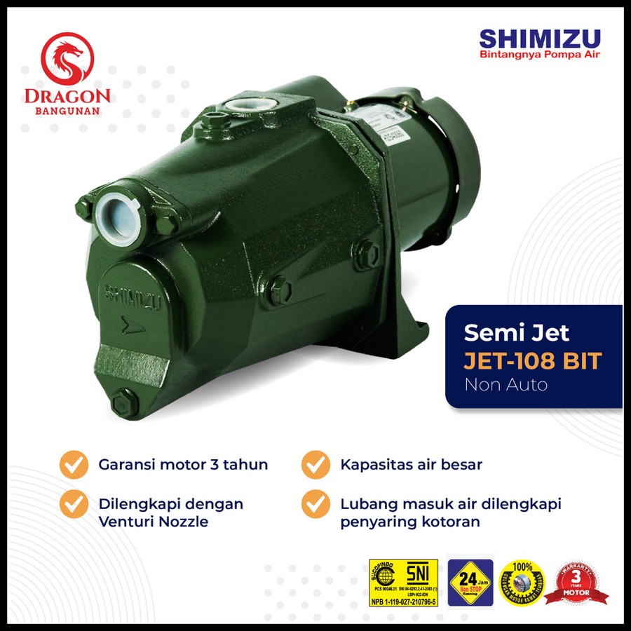 Jual Pompa Air Shimizu Semi Jet 108 BIT - Shimizu Semi Jet Pump 100 ...