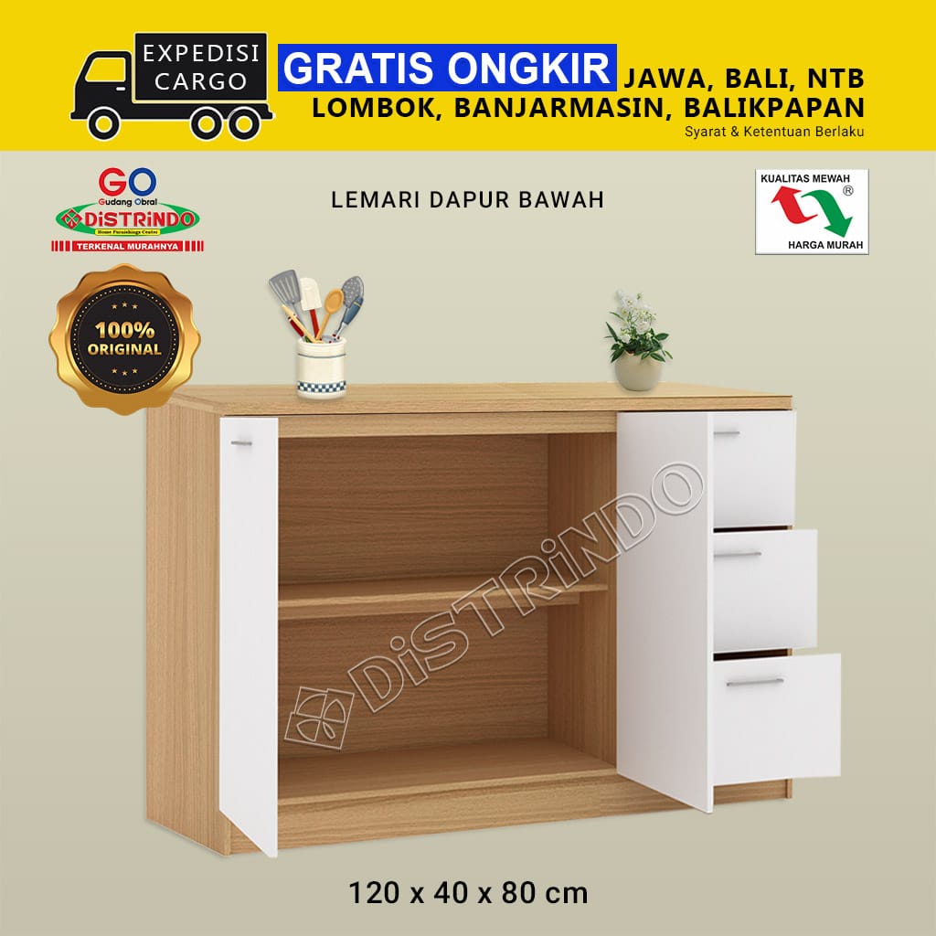 Jual Distrindo - Lemari Rak Dapur Minimalis Bawah 2 Pintu 3 Laci ...