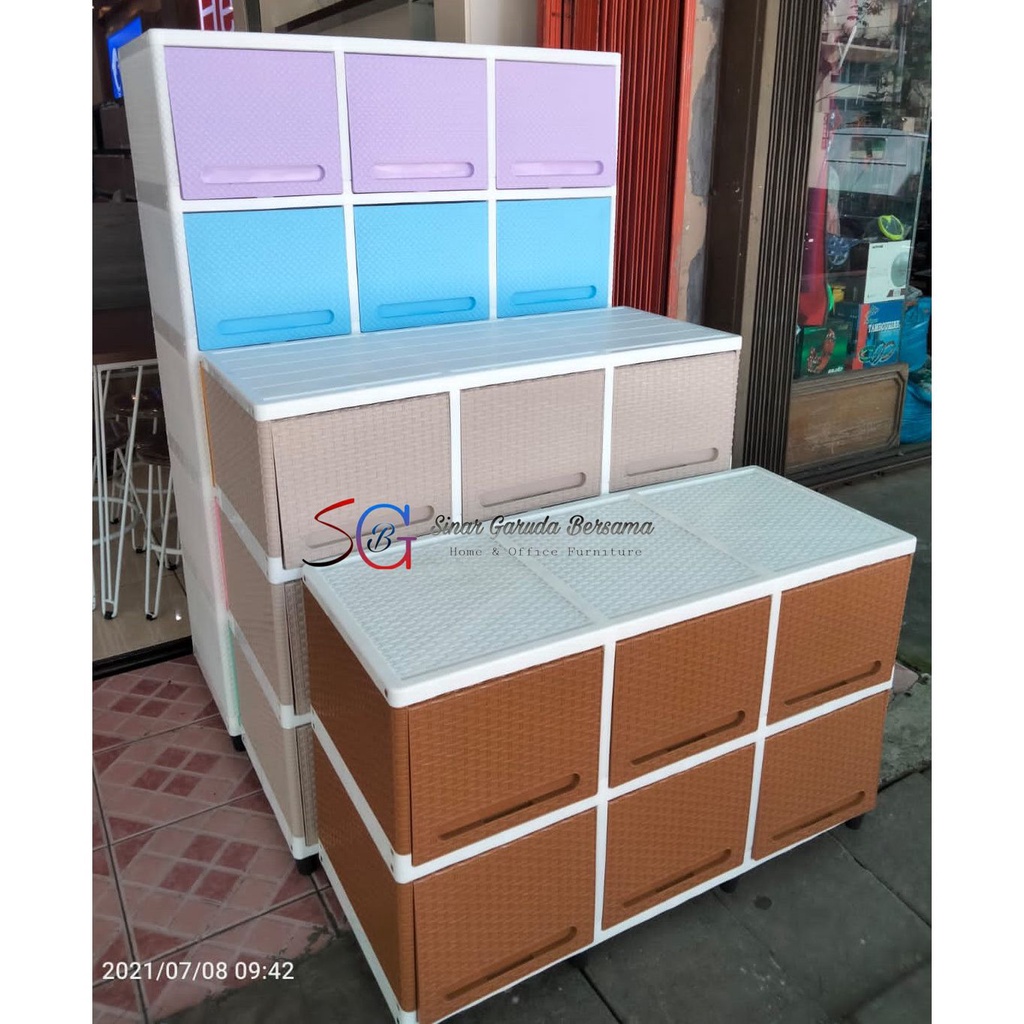 Jual LEMARI PLASTIK 3x2 3x3 RAK MODERN RAK SERBAGUNA TRIPLE FLIP RATTAN ...