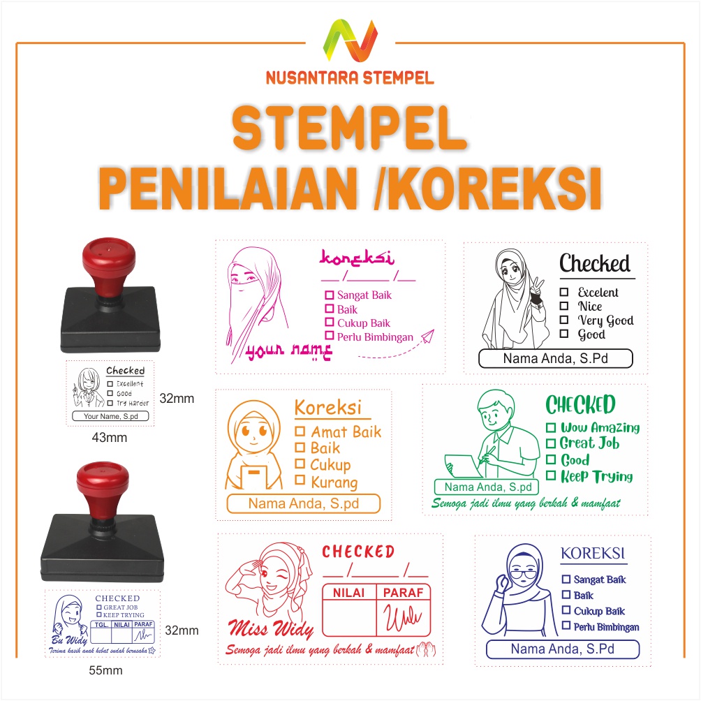 Jual Cetak Stempel Nilai Guru Cap Koreksi Stampel Penilaian Stamp ...