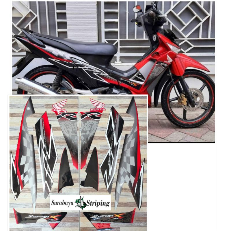 Jual striping striker Honda supra X 125 R merah tahun 2008 2009 ...