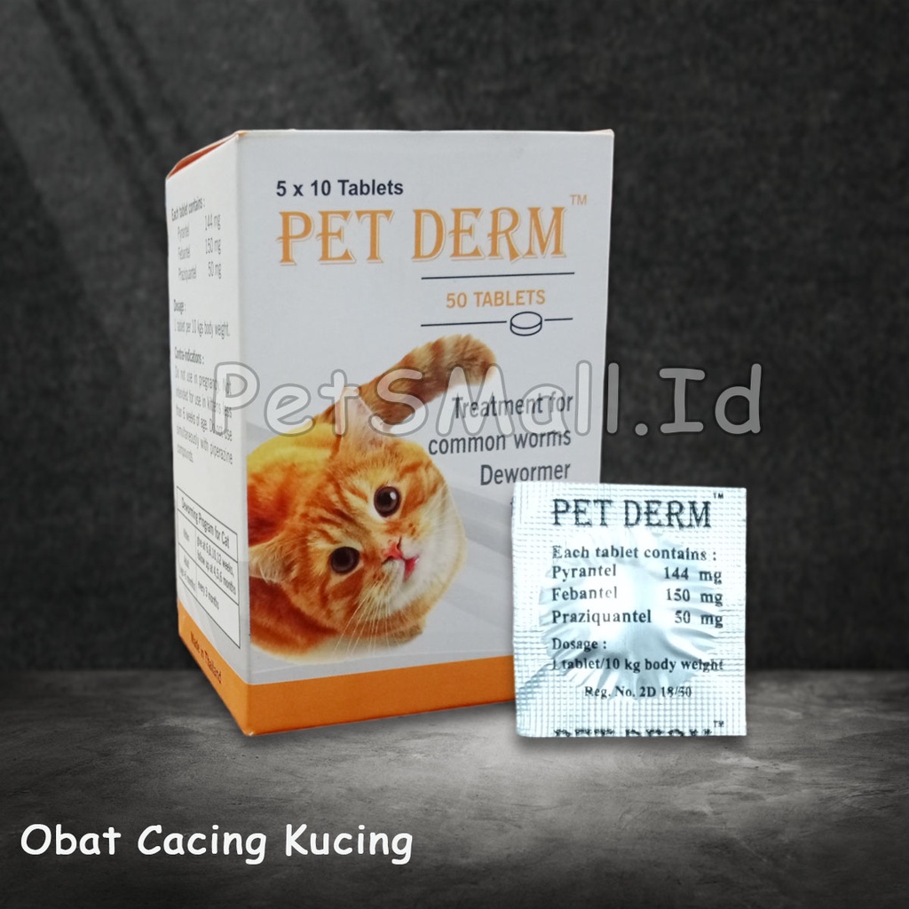 Jual Obat Cacing Kucing Pet Derm - Petderm Cat Dewormer 1 tablet ...