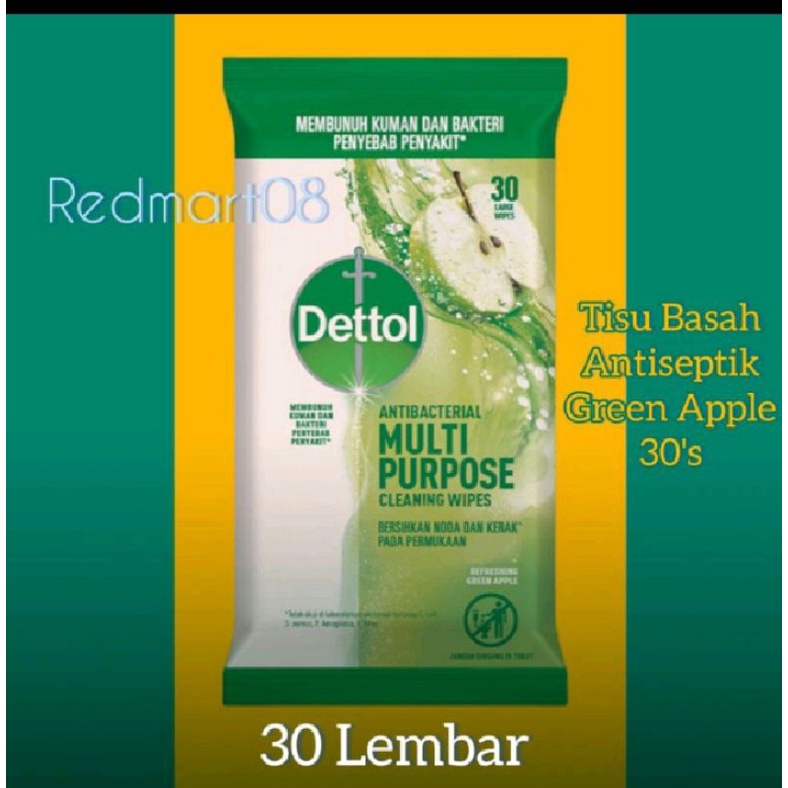 Jual Dettol multipurpose wipes - tisu basah antiseptik Green Apple 30 ...