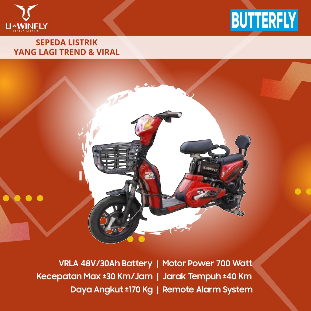 Jual Sepeda Listrik UWINFLY BUTTERFLY BF Anti Banjir dan Baterai Cabut ...