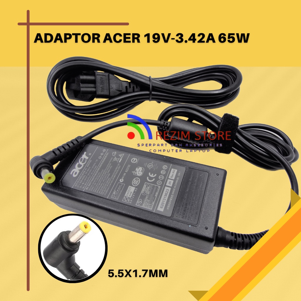 Jual 19V 3.42A 5.5*1.7Mm Adaptor Charger Laptop Acer Aspire E1-470, E5-471, E5-411G, E5-411 ...