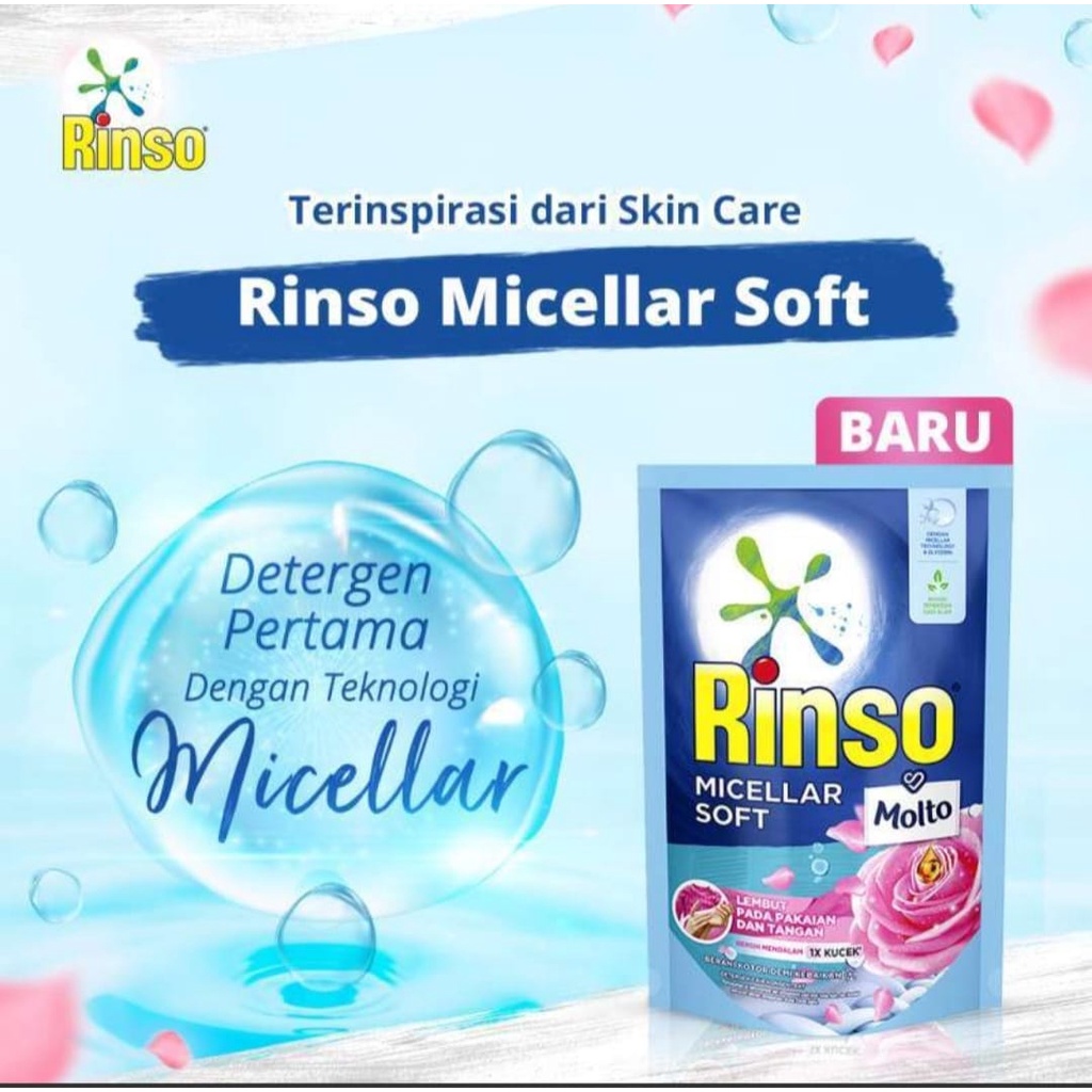 Jual Rinso Molto Cair Detergent Rinso Micellar Soft 700ml | Shopee ...