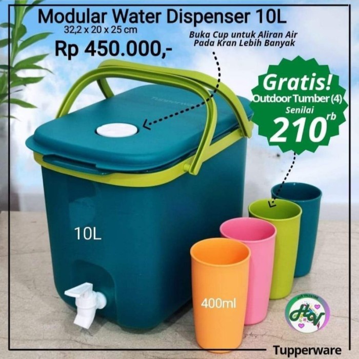 Jual dispenser air Tupperware Modular Water Dispenser 10L dan Tumbler ...