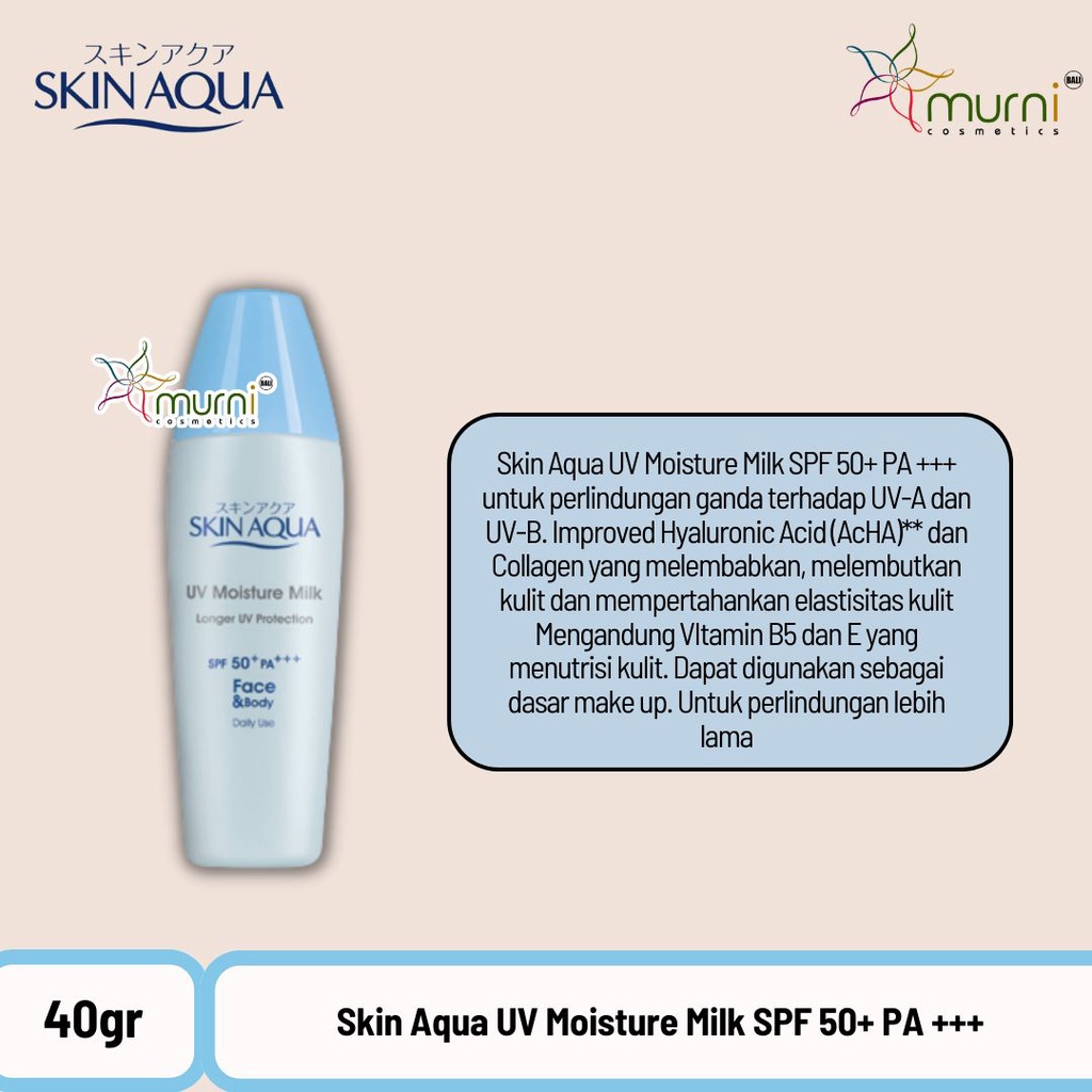 Jual SKIN AQUA UV DAILY SUNSCREEN 40GR | SPF 50 MOISTURE MILK | SPF 50 ...