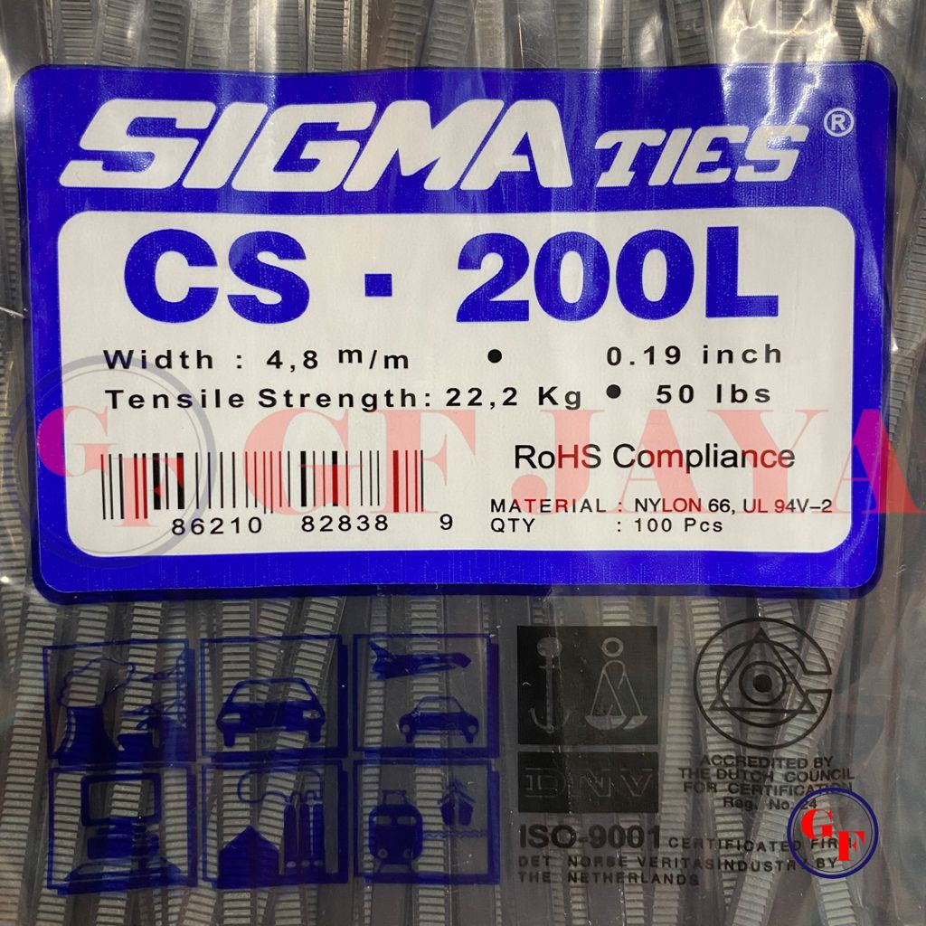 Jual Kabel Ties Sigma CS-200L 20cm x 4.8mm Hitam / CS200L CV200 CV 200 ...