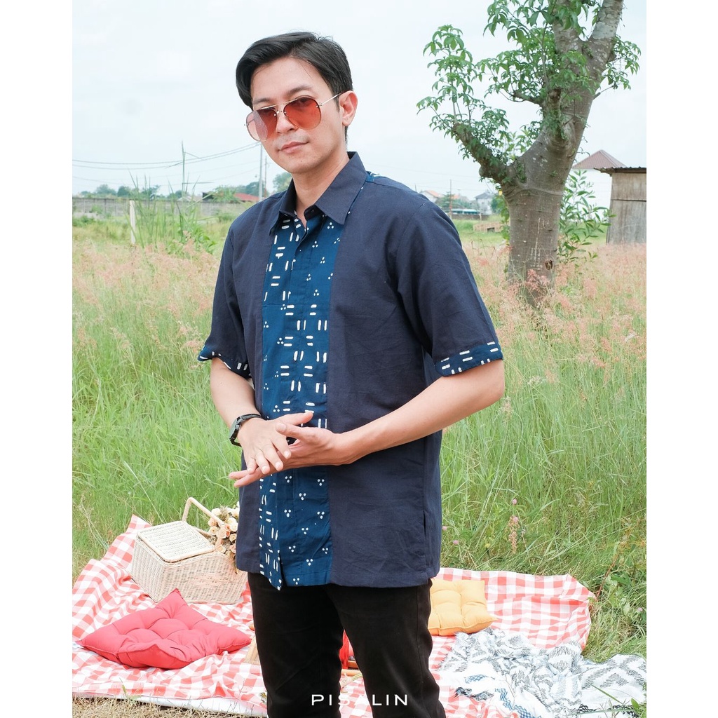 Jual Hem Pria Lengan Pendek Tenun Batik Linen | Hem Timur Pisalin ...