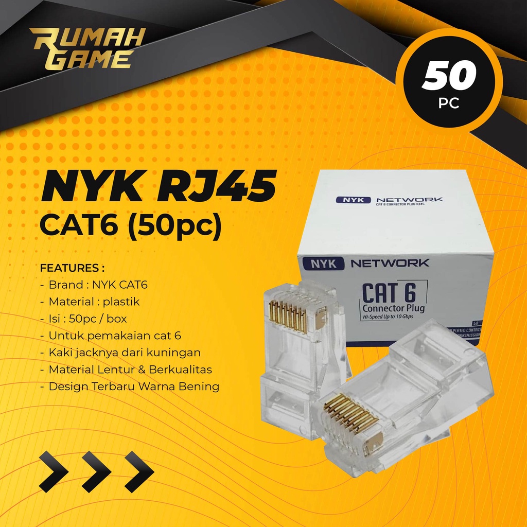 Jual RJ45 Cat6 / Konektor UTP Cat6 Cat 6 Nyk Original | Shopee Indonesia