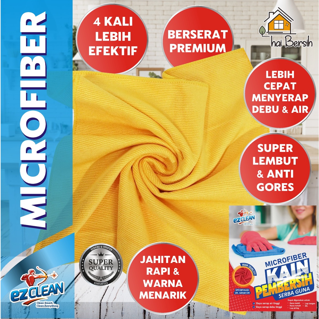 Jual Kain Lap Microfiber EZ Clean 40x40 Mobil Motor Lap Kaca Meja ...