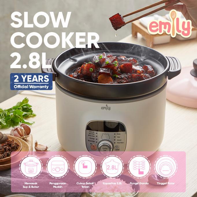 Jual Emily Slow Cooker Clay Coated Pot 2.8L (ESC-33002) | Shopee Indonesia