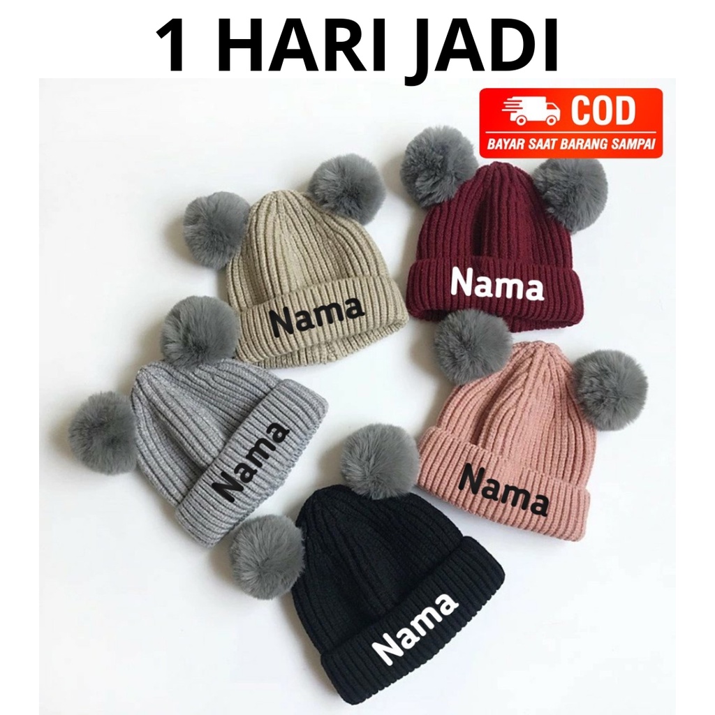 Jual TOPI KUPLUK JAMBUL POMPOM KUPLUK BAYI PRIA WANITA GRATIS BORDIR ...