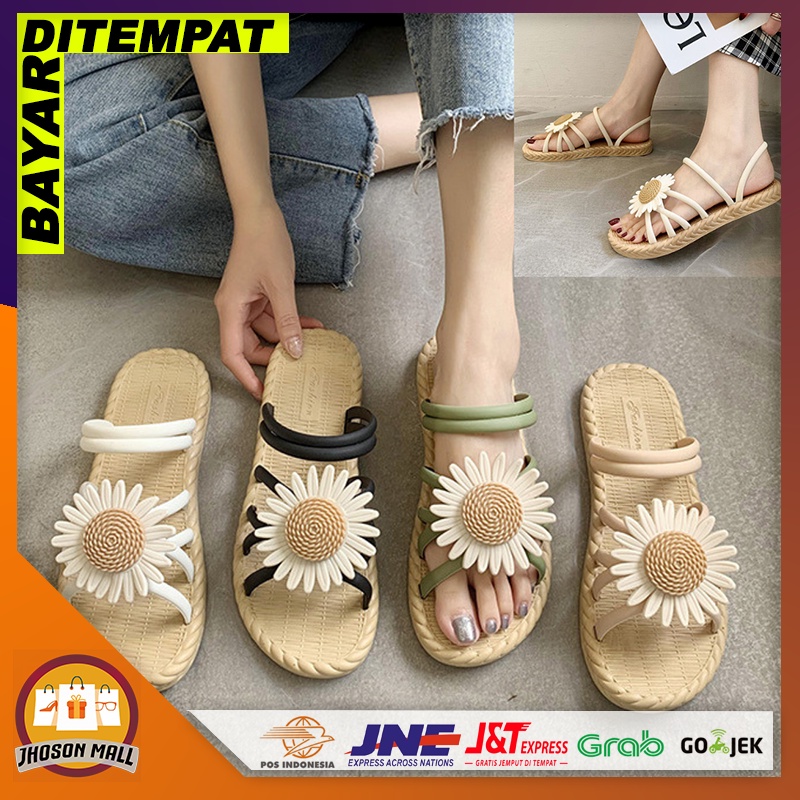 Jual JM Sandal Wanita Import / Sandal Flat Jelly Bunga Daisy Cantik ...
