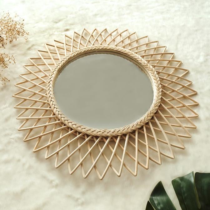 Jual Cermin Rotan / Aesthetic Mirror / Kaca Dinding | Shopee Indonesia