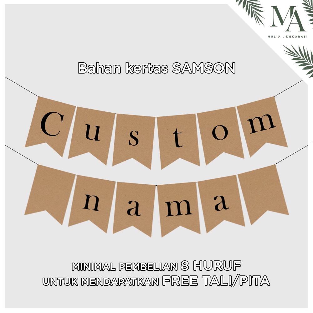 Jual Bunting Flag Banner Custom Nama Per Huruf 1 Hari Kertas Karton ...