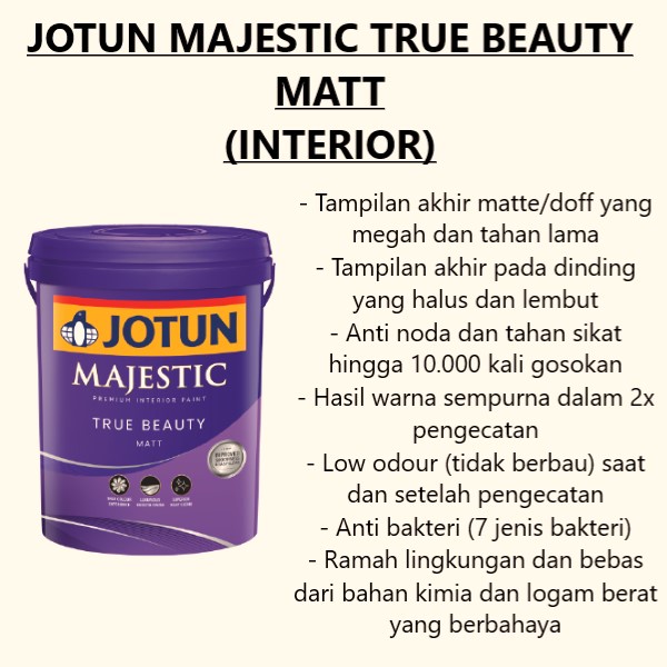 Jual CAT TEMBOK INTERIOR JOTUN MAJESTIC TRUE BEAUTY MATT (BASE YELLOW) | Shopee Indonesia