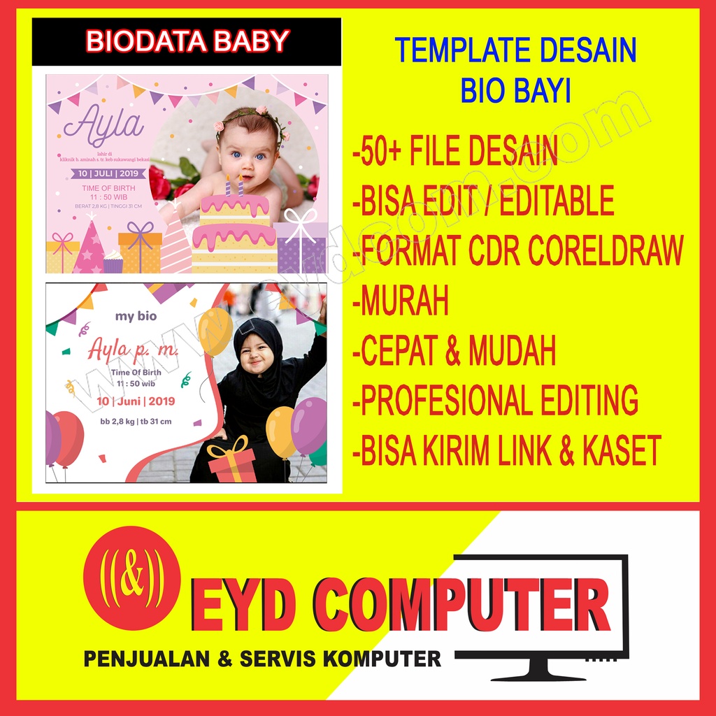 Jual DESAIN MOTIF BIO BAYI BIODATA KELAHIRAN BABY TEMPLATE CDR ...