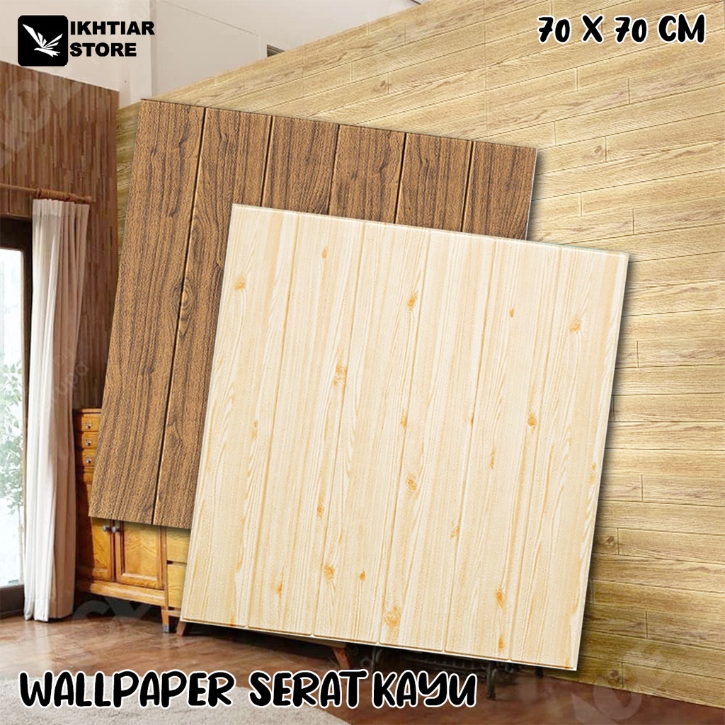 Jual Wallpaper 3D Modern Foam Motif Serat Kayu / Wall Sticker Dinding ...