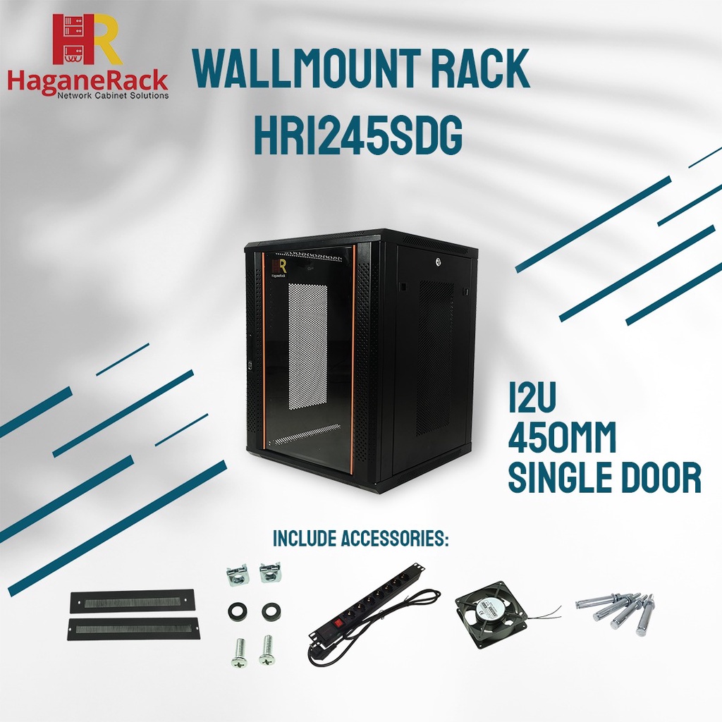 Jual Hagane Rack Server Wallmount Rack 12U Depth 450mm - HR1245SDG ...