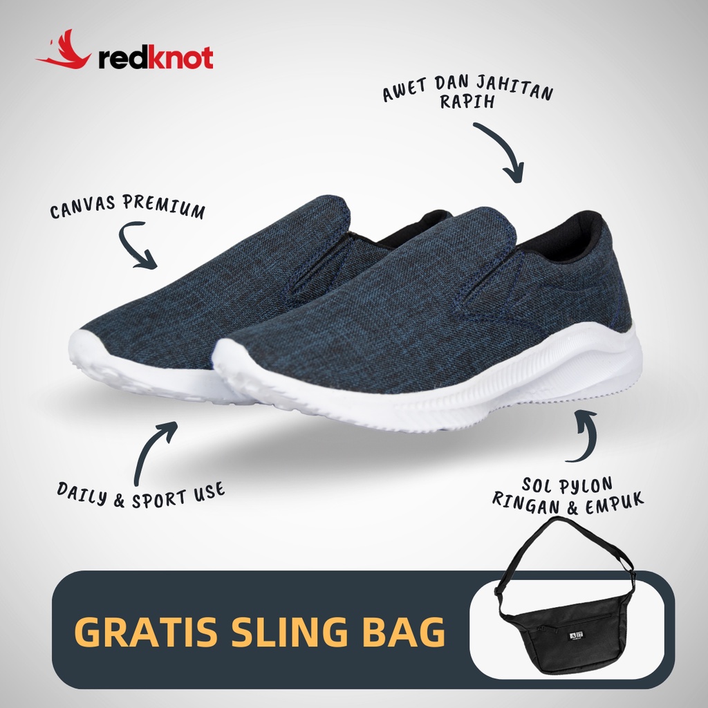 Jual Redknot Miter Navy Sepatu Slip On Pria Murah untuk Olahraga Bonus ...