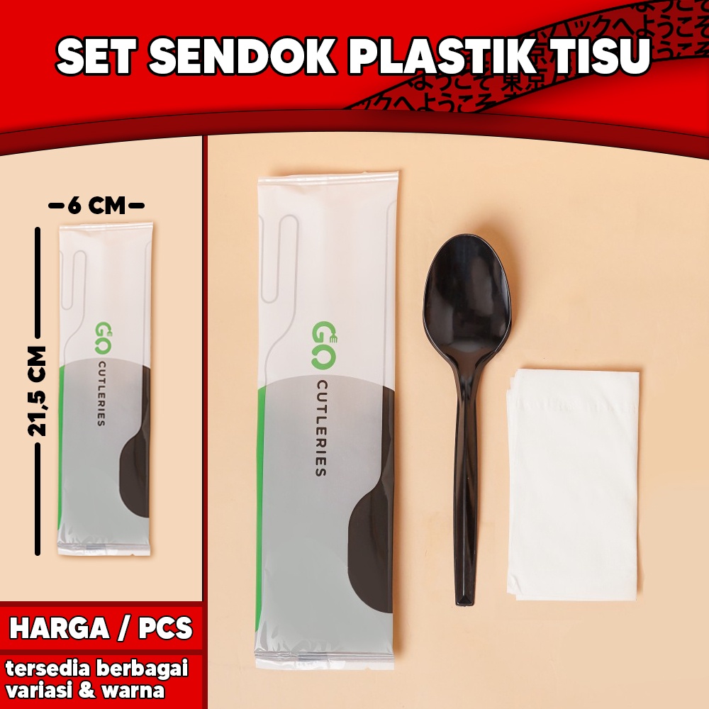 Jual Sendok Plastik Set dan Tisu Steril Bersih Murah | Shopee Indonesia