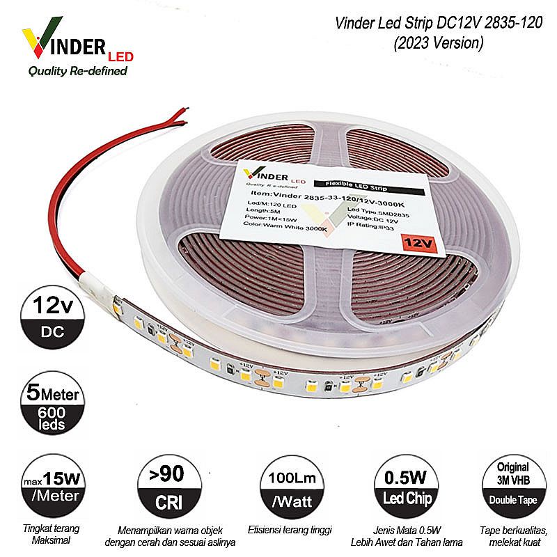 Jual Vinder Led Strip 12VDC SMD2835-600 Led Indoor Quality Series ...