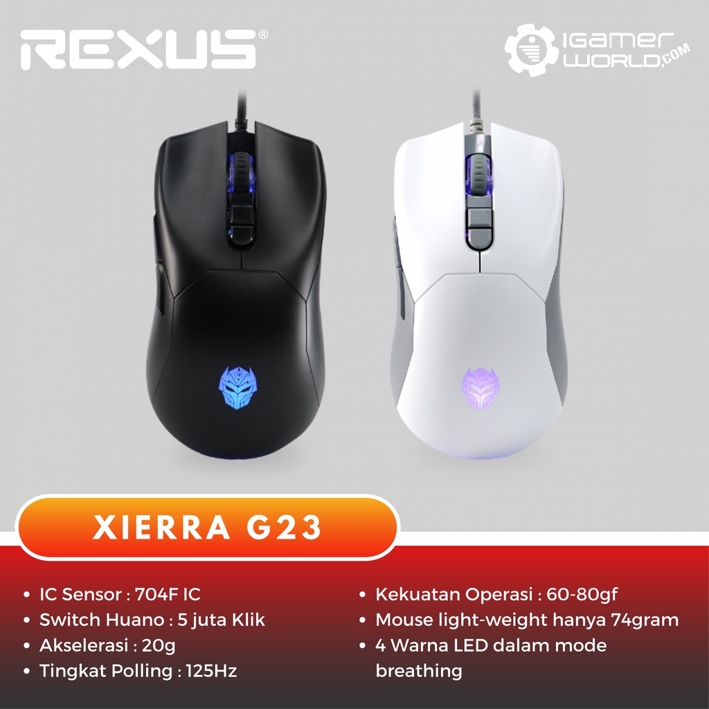 Jual Rexus Xierra G23 Ambidextrous Wired RGB Gaming Mouse | Shopee Indonesia