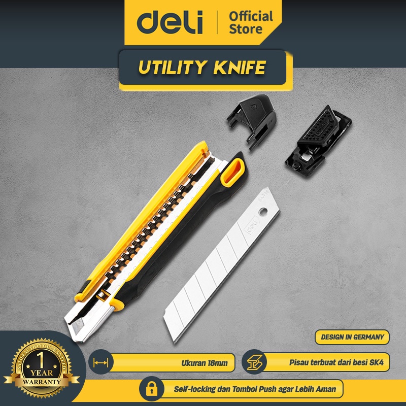 Jual Deli Utility Knife / Cutter Pisau SK4 Bahan ABS+TPE EDL018Z ...