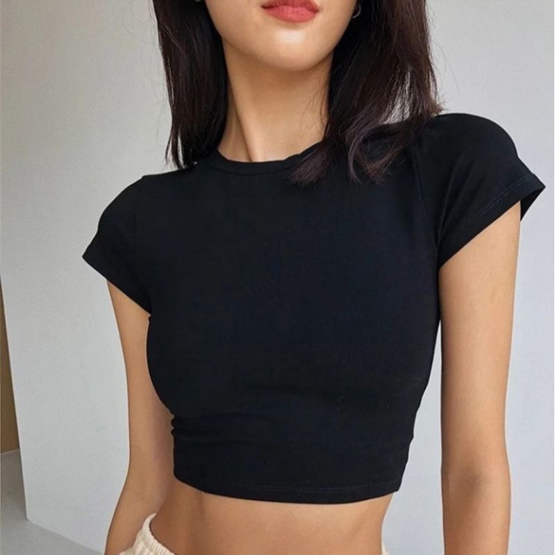 Jual Glamour - Kaos Crop Top Slim fit CT 001 | Shopee Indonesia